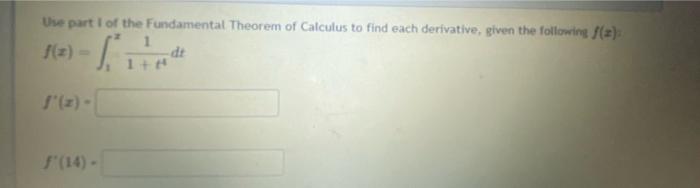 Solved Was part I of the Fundamental Theorem of Calculus to | Chegg.com