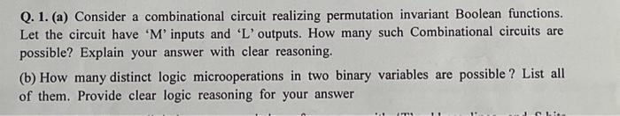 Solved Q. 1. (a) Consider a combinational circuit realizing | Chegg.com