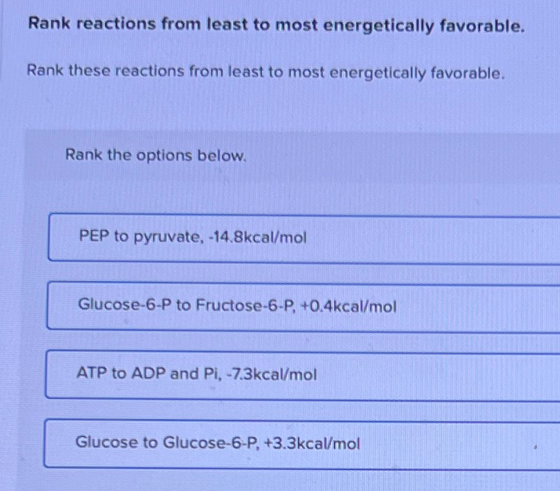 Solved Rank Reactions From Least To Most Energetically