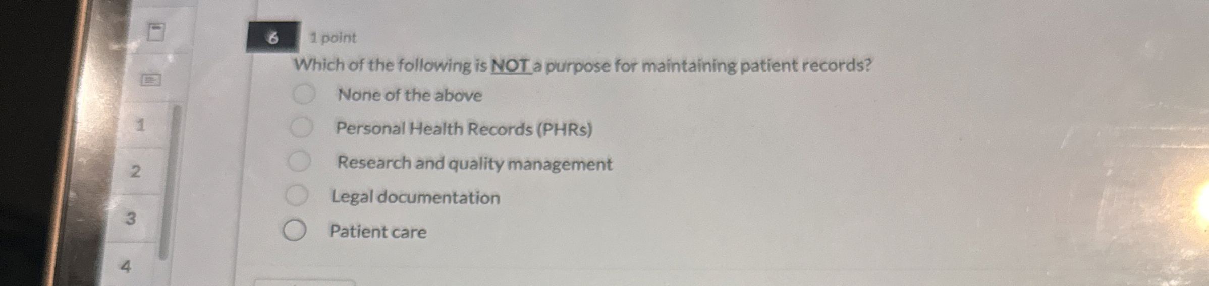 Solved 6 1 ﻿pointWhich of the following is NOT a purpose for | Chegg.com