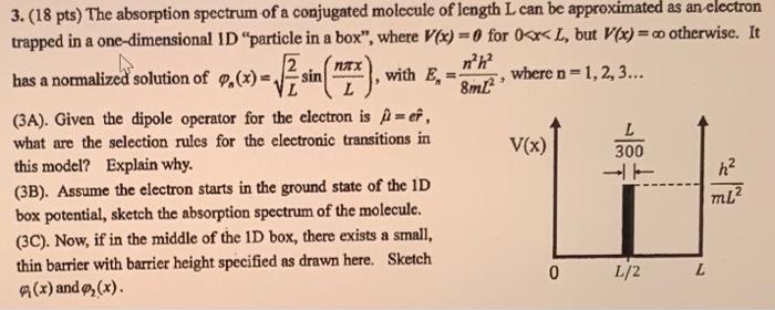 Solved 3. (18 pts) The absorption spectrum of a conjugated | Chegg.com