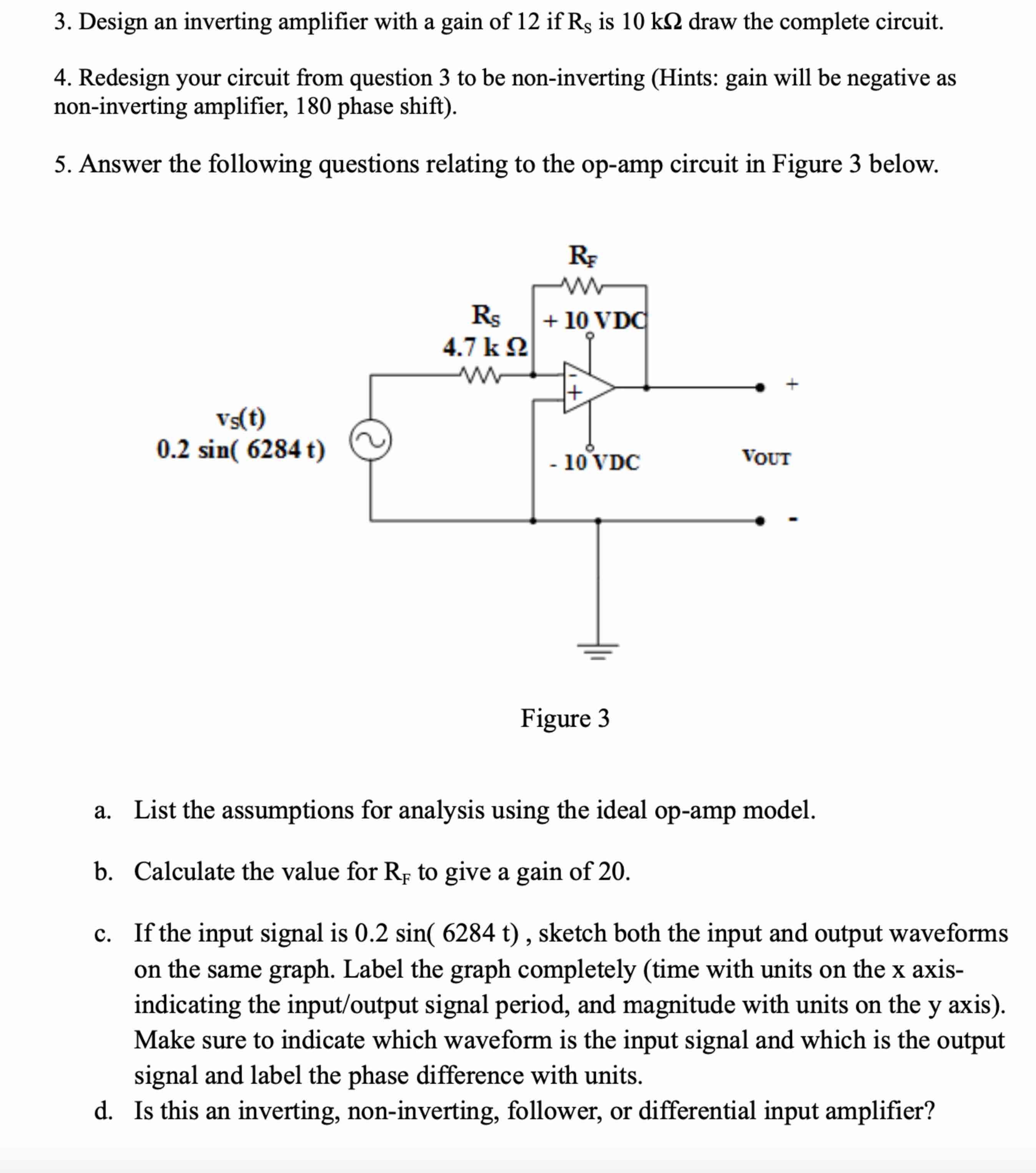 3. ﻿Design an inverting amplifier with a gain of 12 | Chegg.com