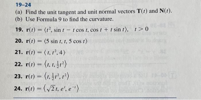 Solved 19−24 (a) Find the unit tangent and unit normal | Chegg.com