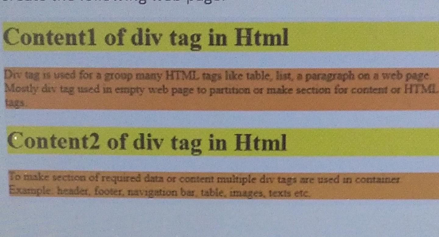 Solved Contentl of div tag in Html Div tag wi ved for a | Chegg.com