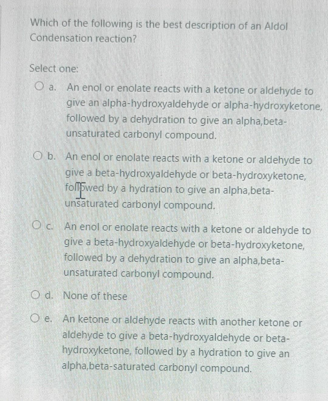 Solved Which of the following is the best description of an | Chegg.com