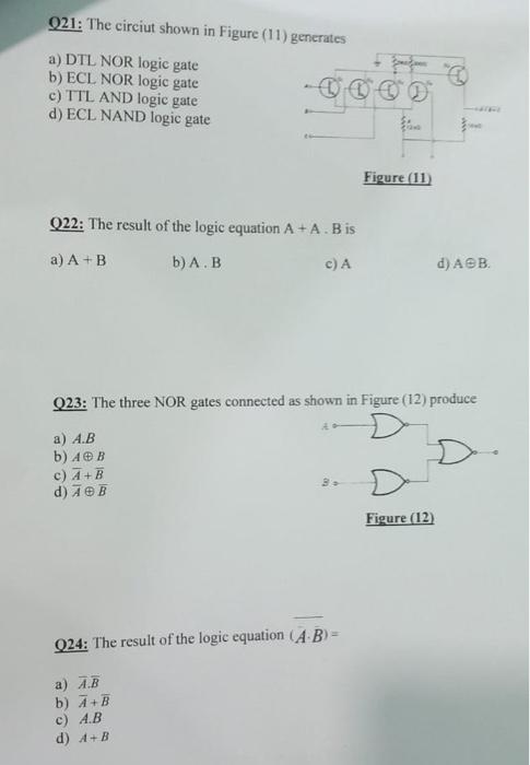 Solved Figure (11) Q22: The result of the logic equation | Chegg.com