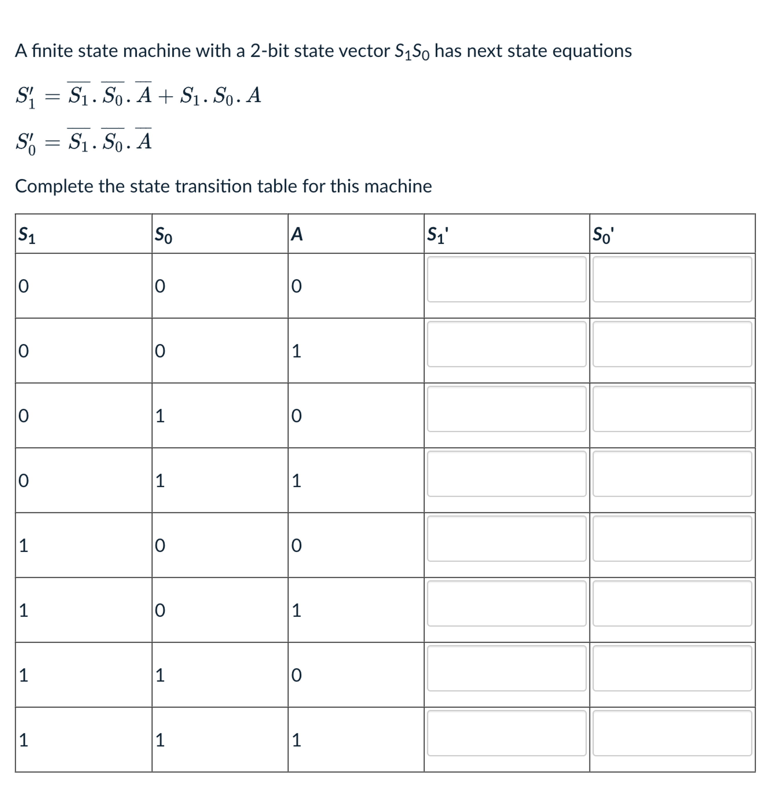 Solved URGENT!!!! A finite state machine with a 2-bit state | Chegg.com