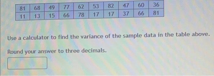Solved Use a calculator to find the variance of the sample | Chegg.com