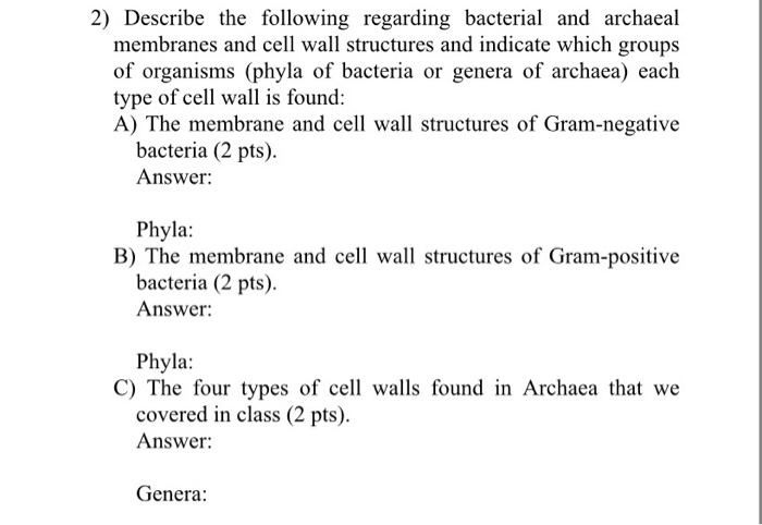 Solved 2) Describe the following regarding bacterial and | Chegg.com