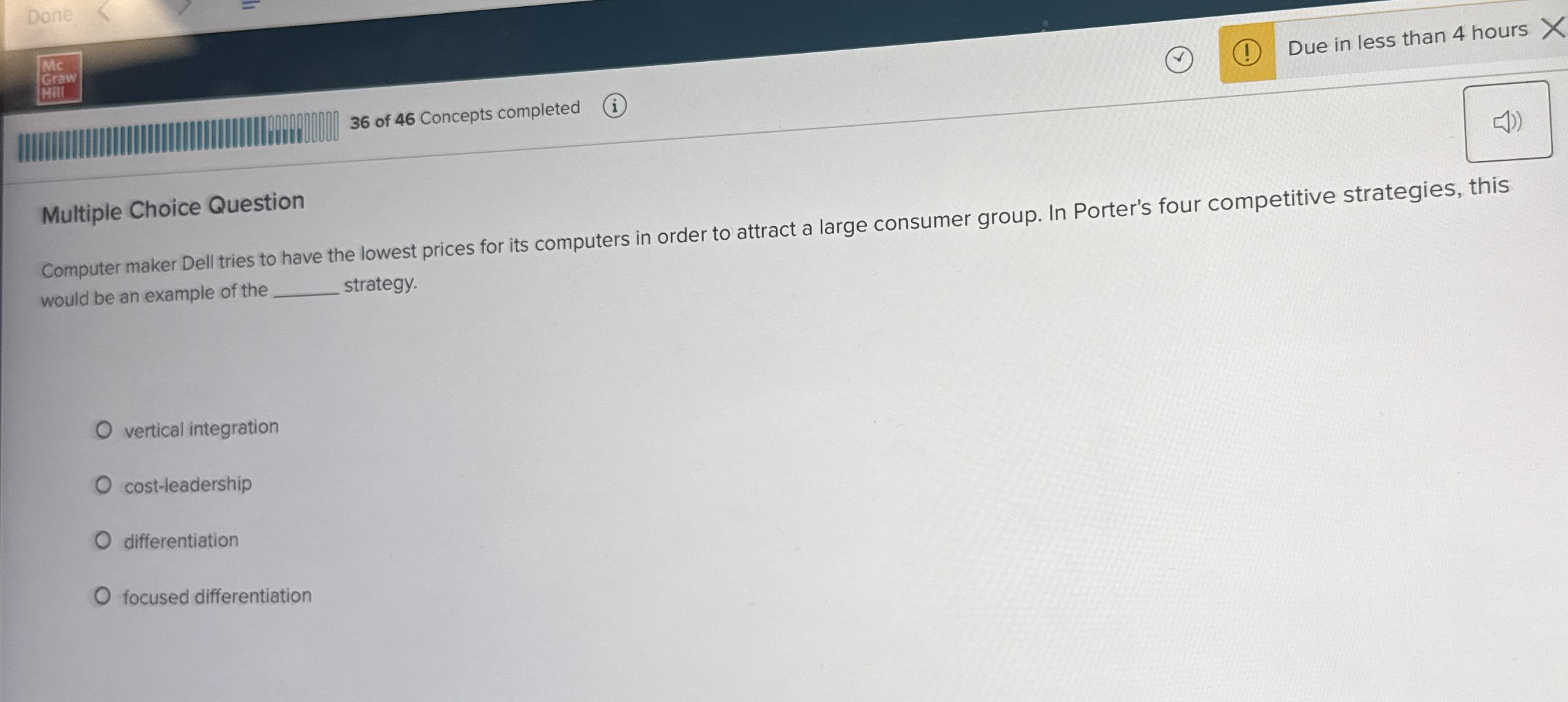 Solved McSrawHill36 ﻿of 46 ﻿Concepts completed(i)Multiple | Chegg.com