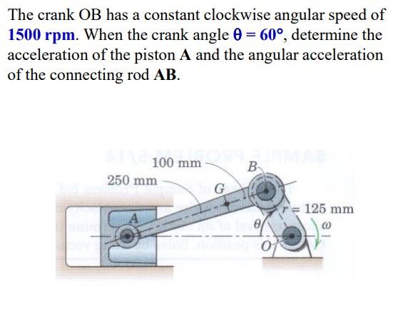 Solved The crank OB has a constant clockwise angular speed | Chegg.com