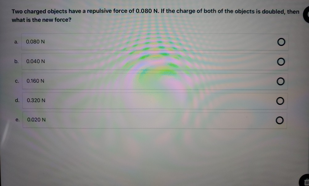 Solved Two charged objects have a repulsive force of 0.080 | Chegg.com