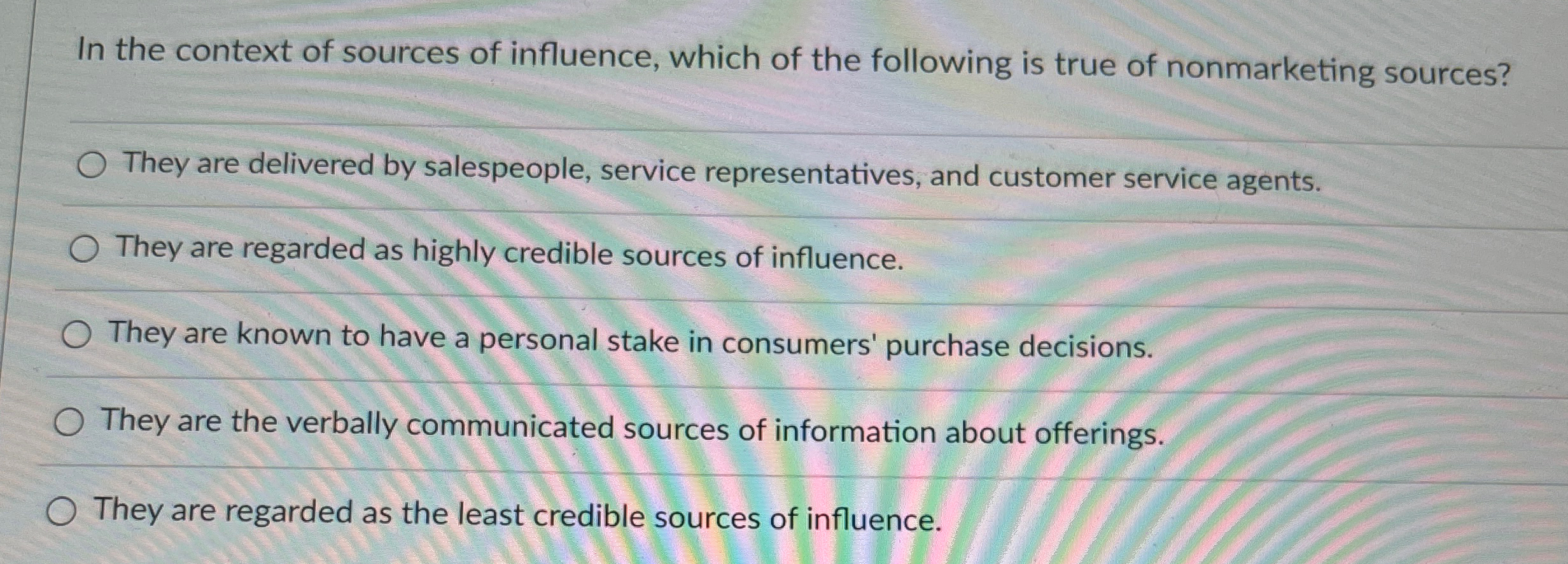 Solved In the context of sources of influence, which of the | Chegg.com