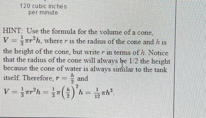 Solved Water is draining out of a conical tank at a constant | Chegg.com