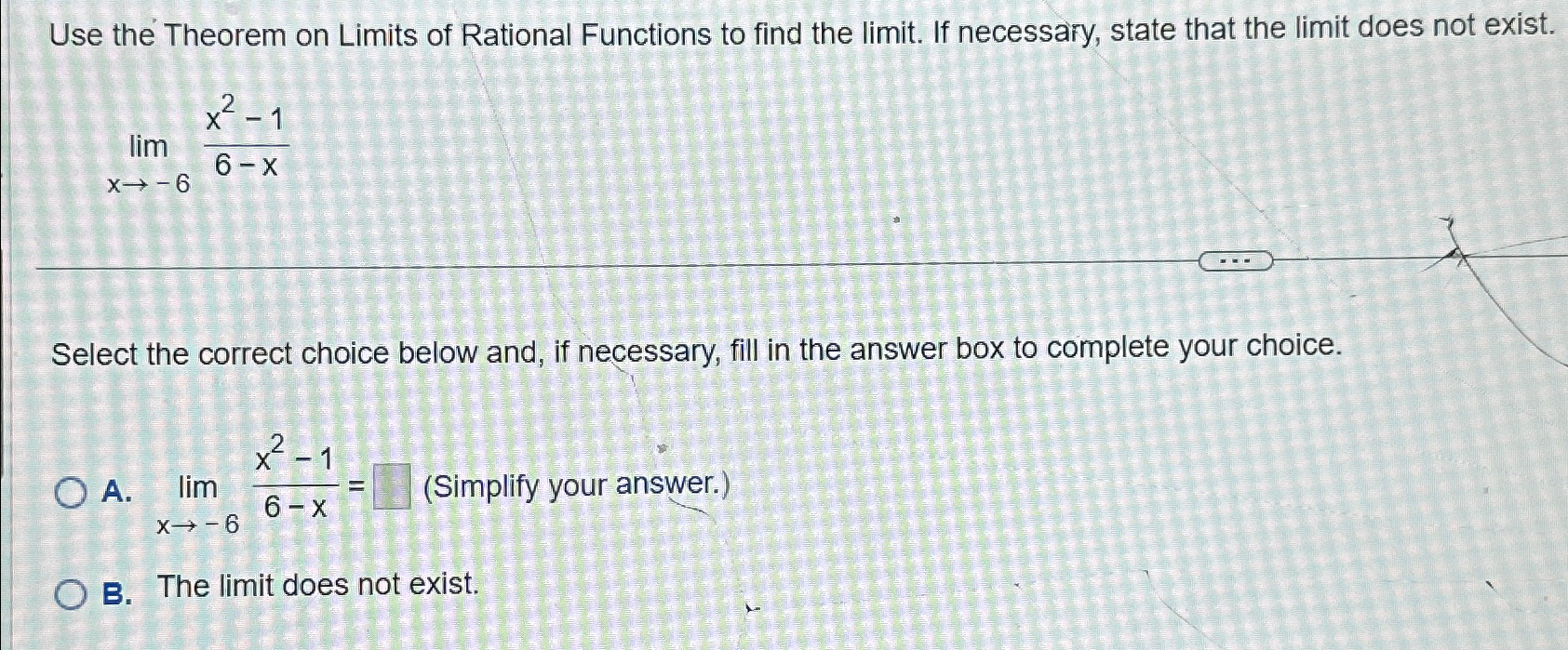 Solved Use the Theorem on Limits of Rational Functions to | Chegg.com