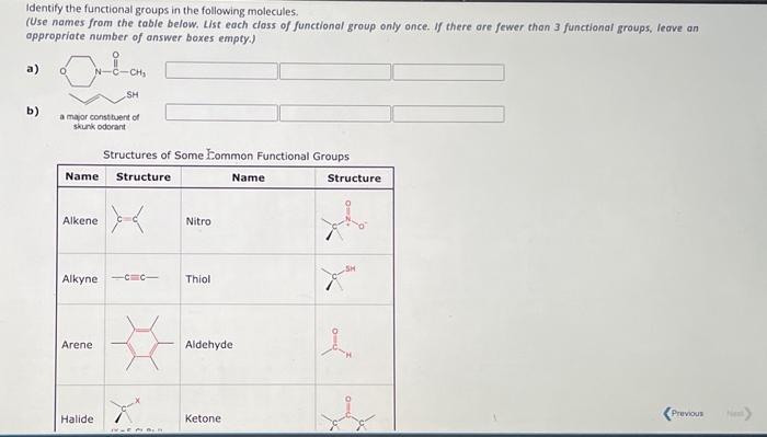 Solved Identify the functional groups in the following | Chegg.com