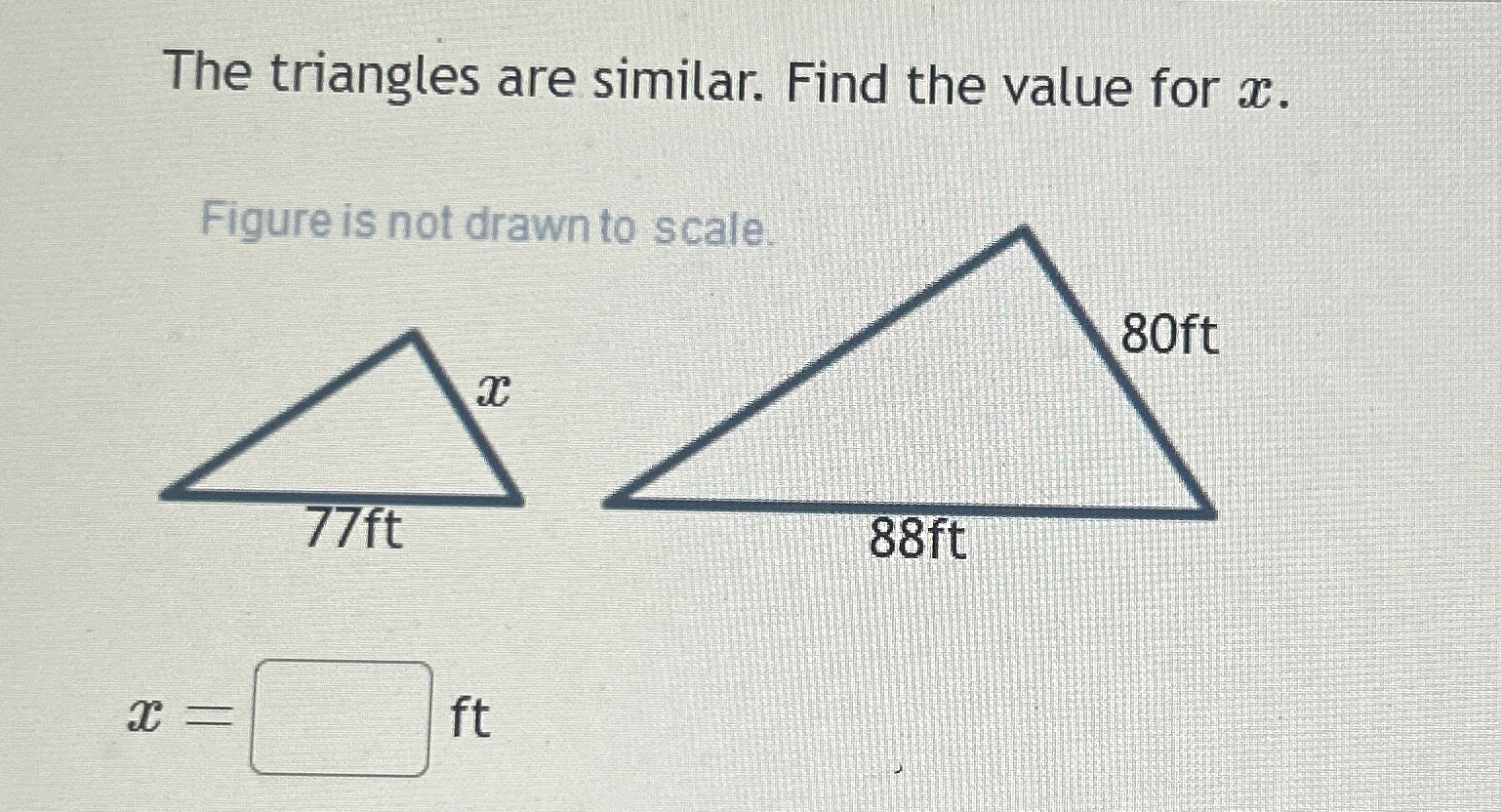 Solved The triangles are similar. Find the value for | Chegg.com