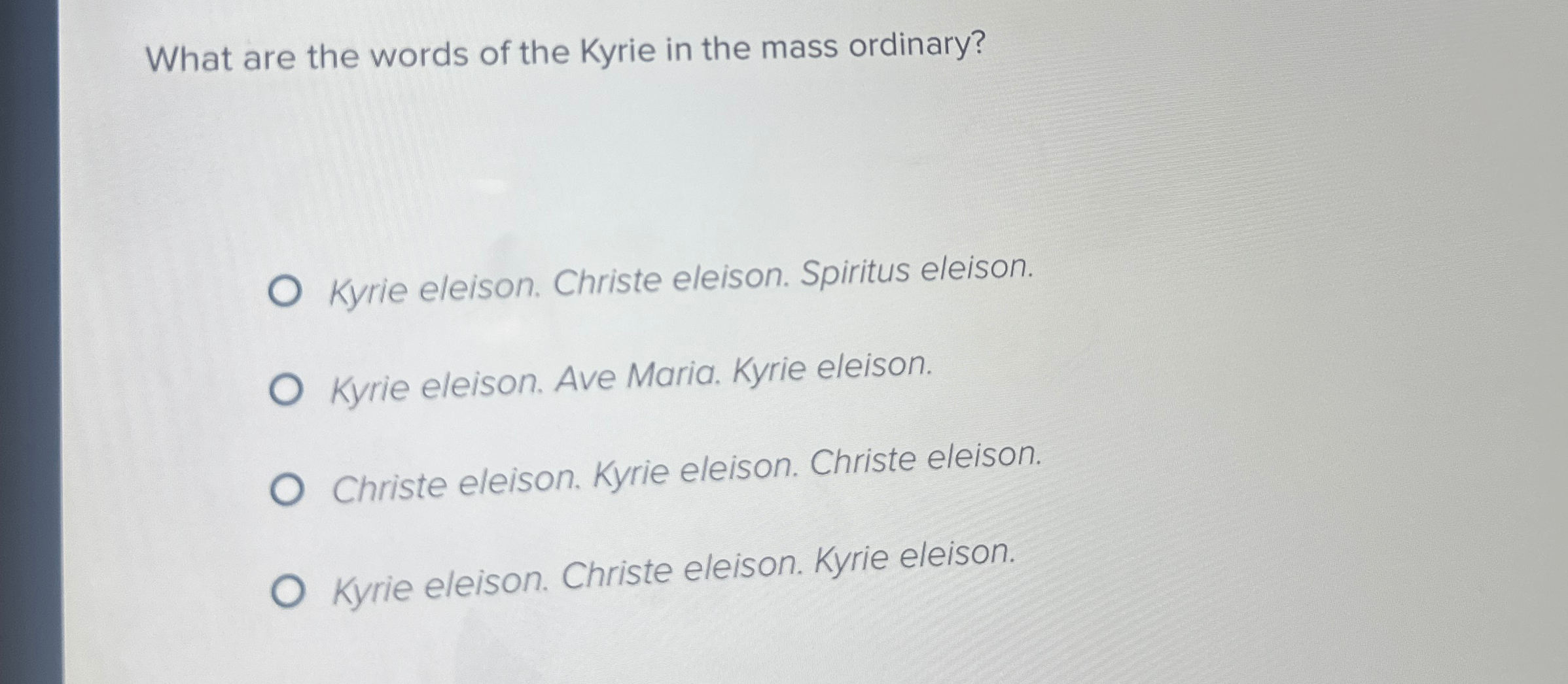 Solved What are the words of the Kyrie in the mass | Chegg.com