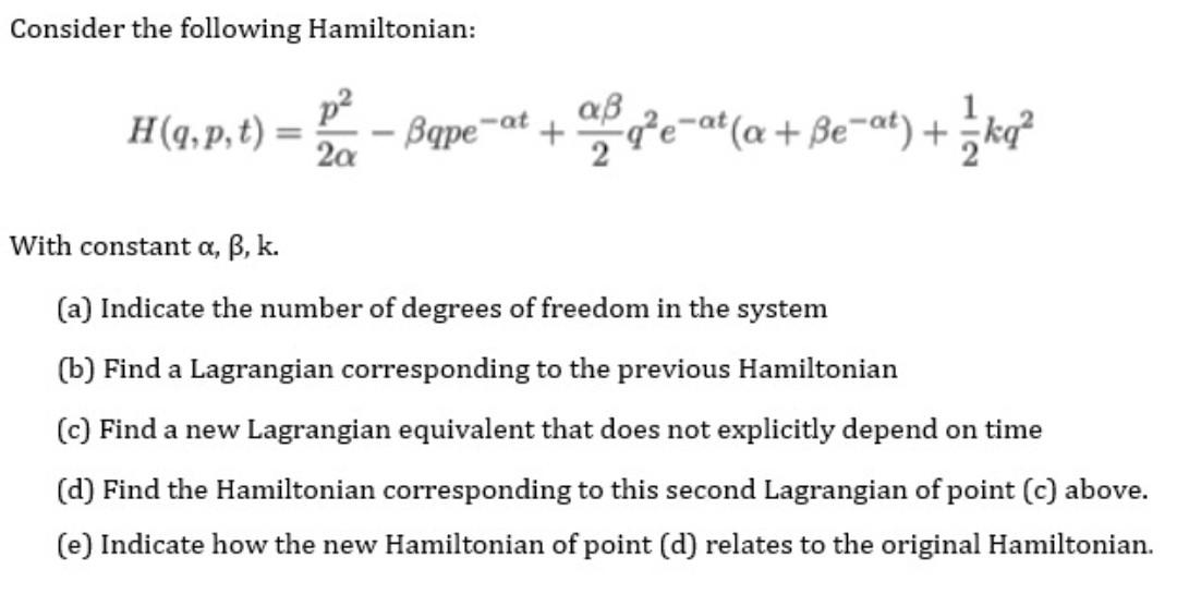 Solved Consider the following Hamiltonian: | Chegg.com