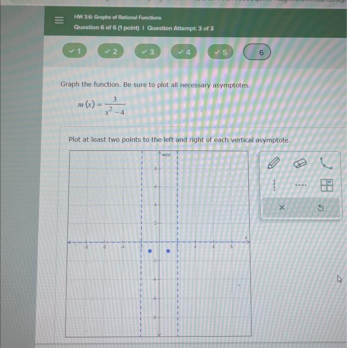 Solved = HW 3.6: Graphs of Rational Functions Question 6 of | Chegg.com
