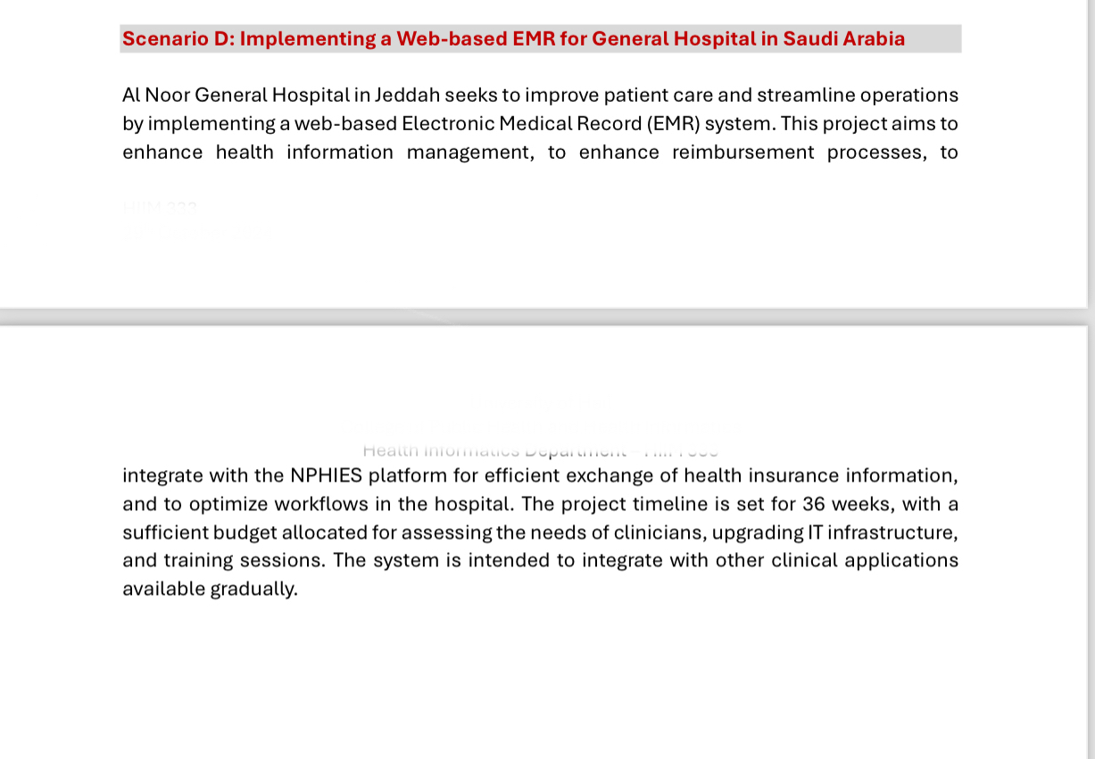 Solved Scenario D: Implementing a Web-based EMR for General | Chegg.com