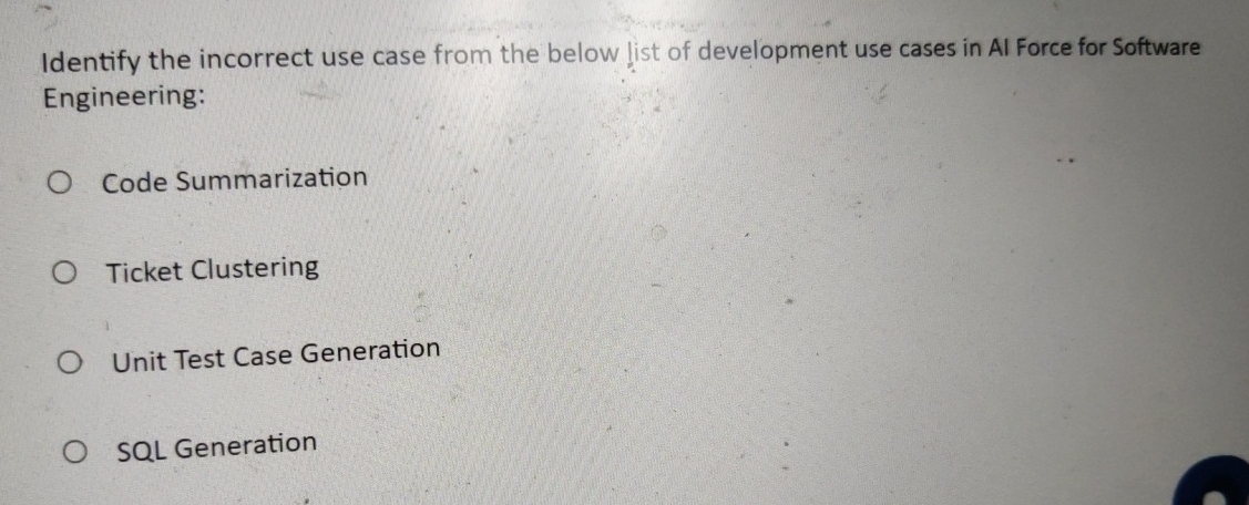 Solved Identify the incorrect use case from the below !ist | Chegg.com