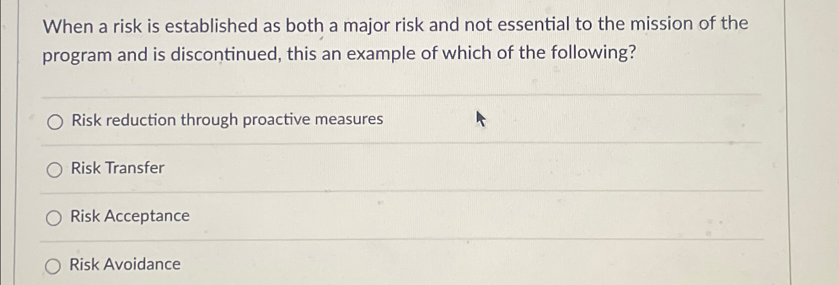 Solved When a risk is established as both a major risk and | Chegg.com