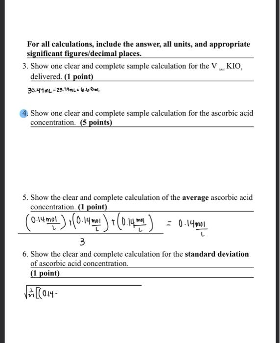 Vitamin C Redox Titration Results Sheet (25 points) | Chegg.com