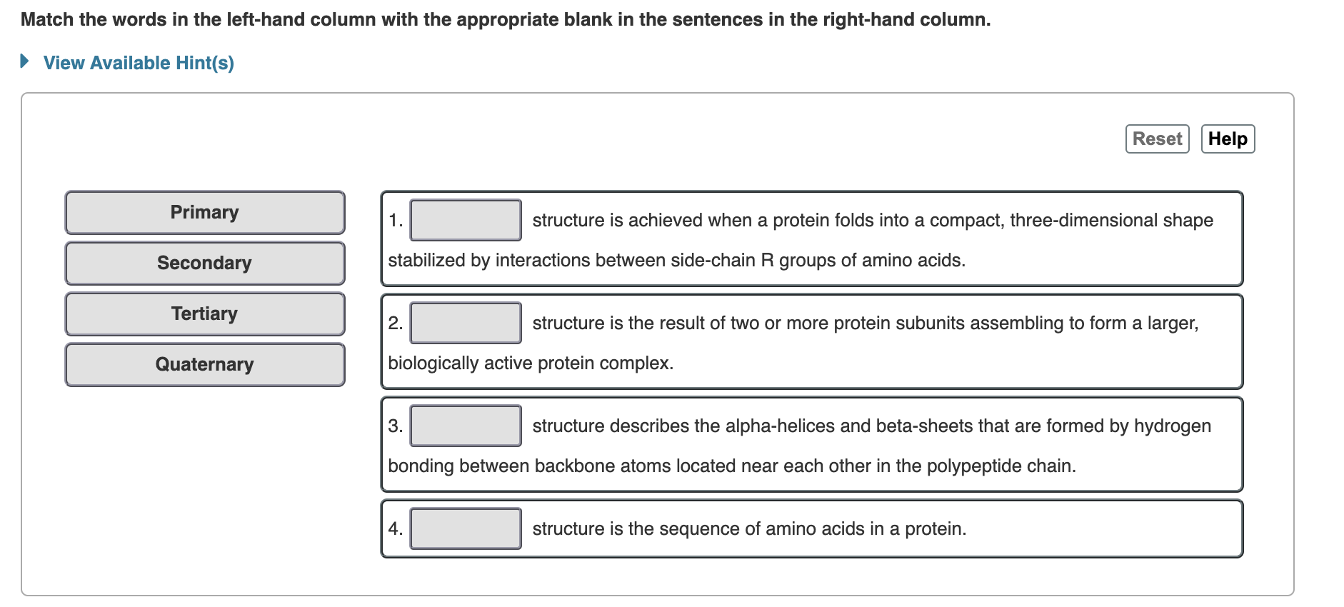 Solved Match the words in the left-hand column with the | Chegg.com