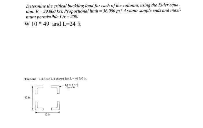 Solved Determine the critical buckling load for each of the | Chegg.com
