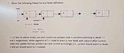 Solved diven the following linked list and Node | Chegg.com
