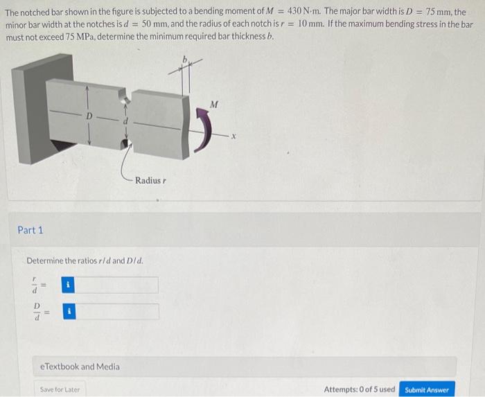 [Solved]: The notched bar shown in the figure is subjected