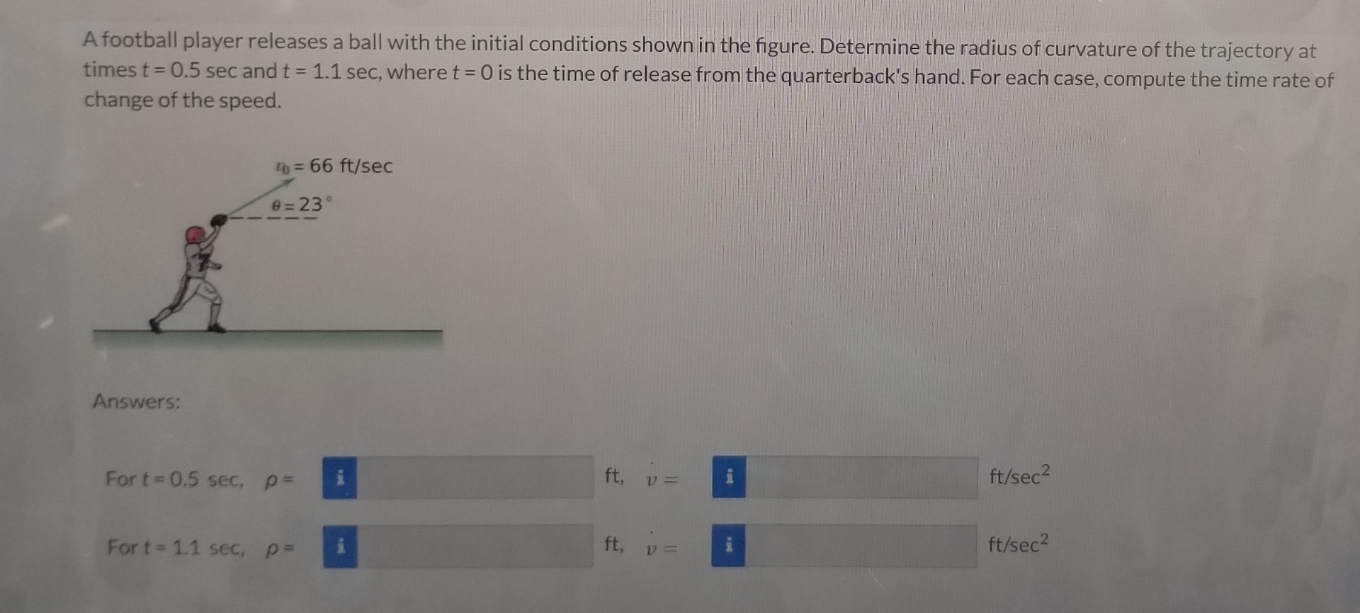 Solved A football player releases a ball with the initial | Chegg.com