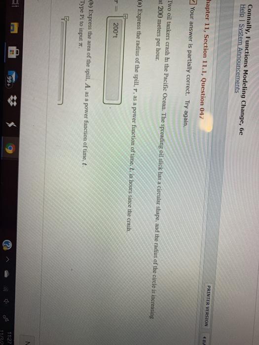 Solved Connally, Functions Modeling Change, 6e Help System | Chegg.com