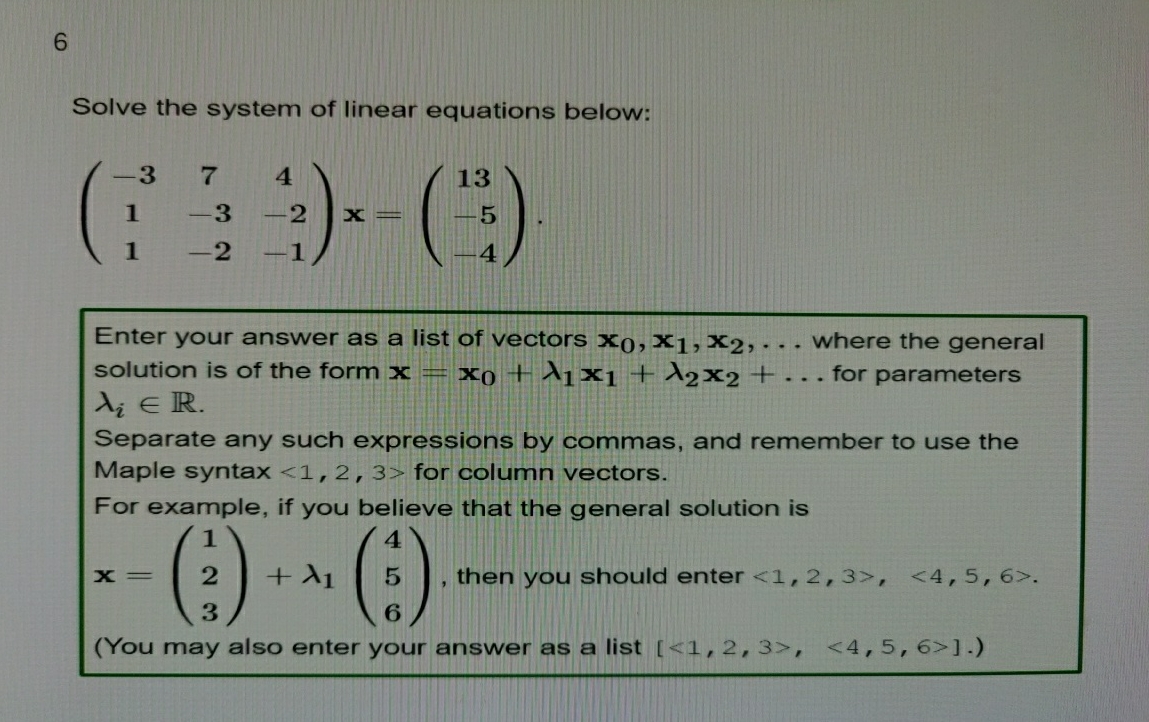 Solved 6Solve the system of linear equations | Chegg.com