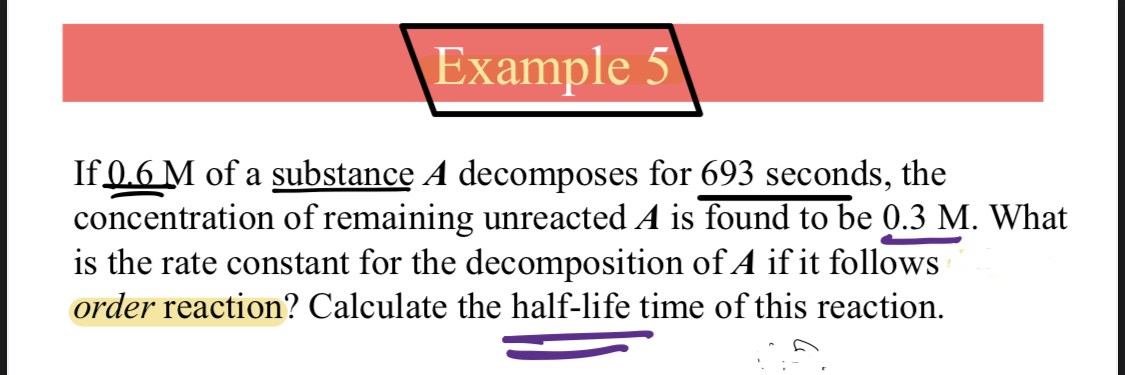 Solved Example 5 ( ﻿zero order reaction ) ﻿If 0.6M ﻿of a | Chegg.com