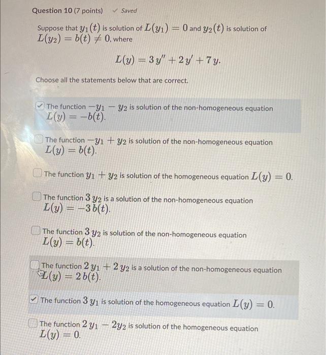 Solved Suppose that y1(t) is solution of L(y1)=0 and y2(t) | Chegg.com