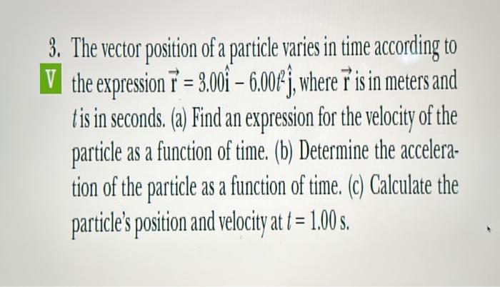 Solved 3. The vector position of a particle varies in time | Chegg.com