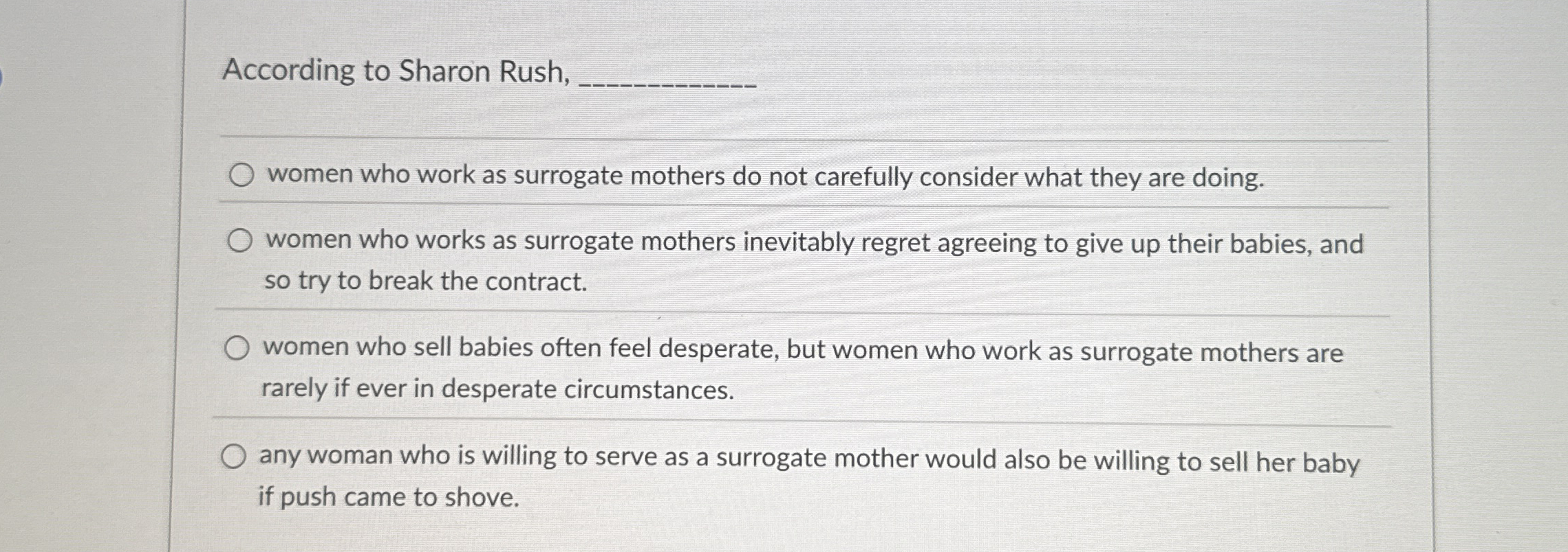 Solved According to Sharon Rush, q,women who work as | Chegg.com