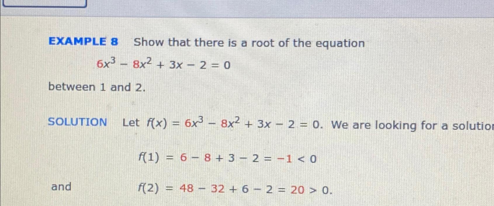 Solved EXAMPLE 8 ﻿Show that there is a root of the | Chegg.com