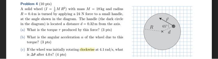Solved Problem 4(10pts) A solid wheel (I=21MR2) with mass | Chegg.com