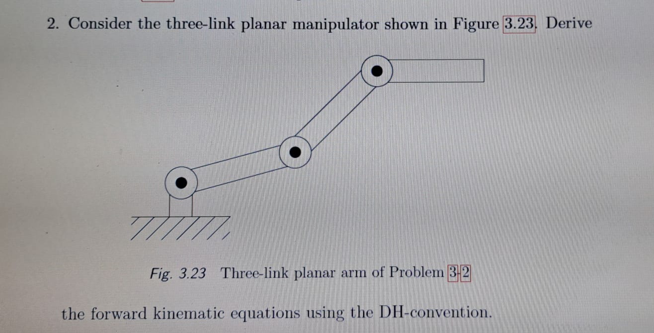 2. ﻿Consider the three-link planar manipulator shown | Chegg.com