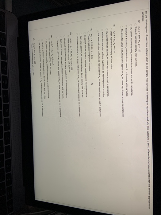 Solved For the following pairs of assertions, indicate which | Chegg.com