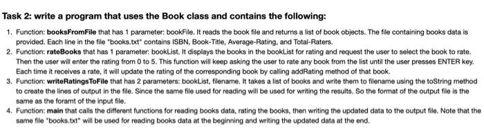 Solved Task 2: write a program that uses the Book class and | Chegg.com