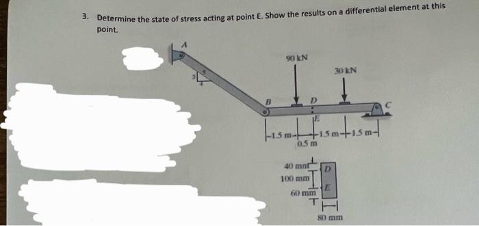 Solved 3. Determine the state of stress acting at point E. | Chegg.com