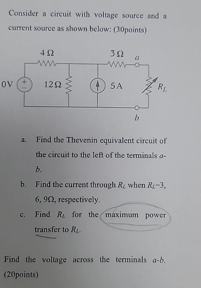 Solved Consider a circuit with voltage source and a current | Chegg.com