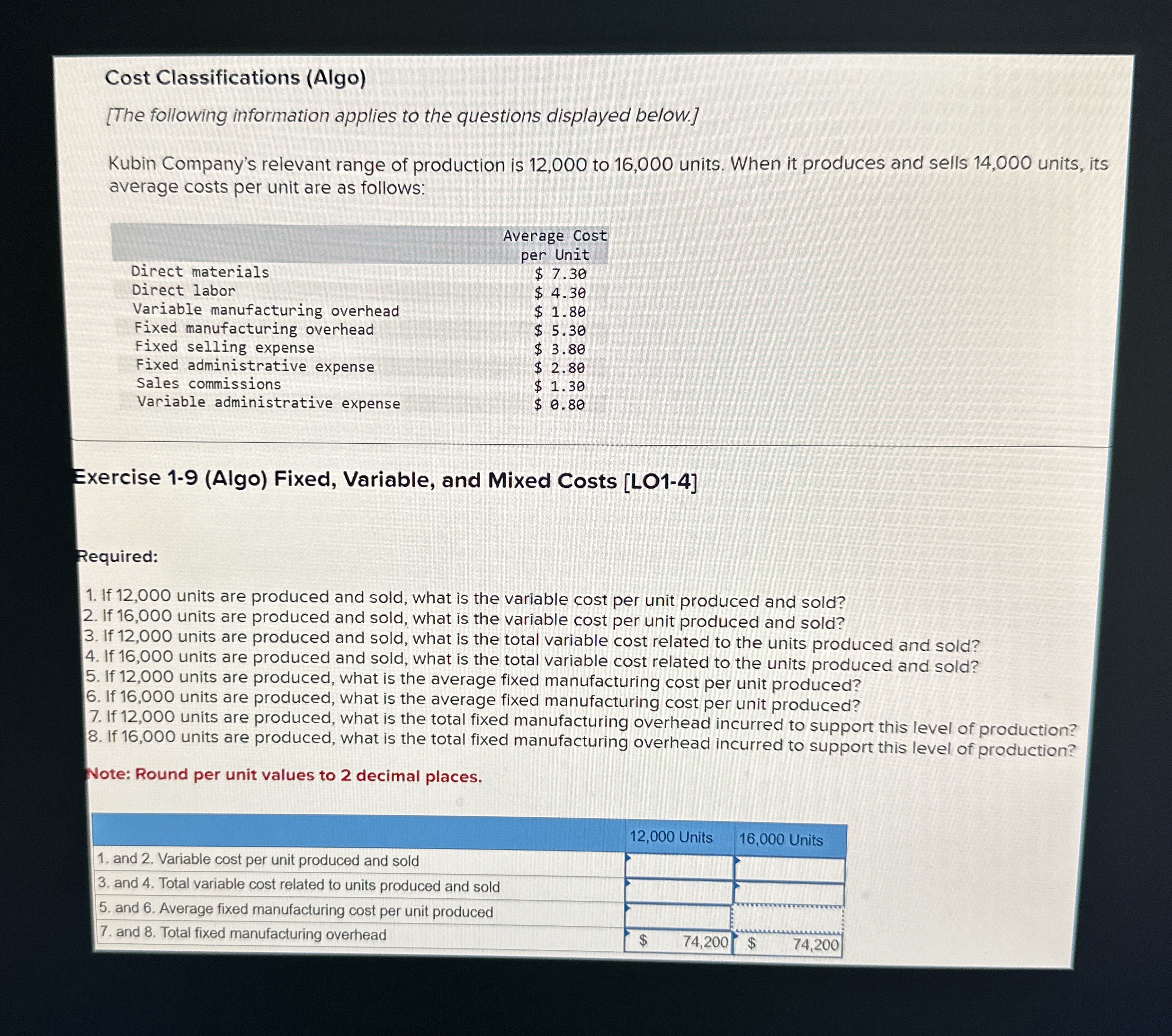 Solved Cost Classifications (Algo)[The following information | Chegg.com
