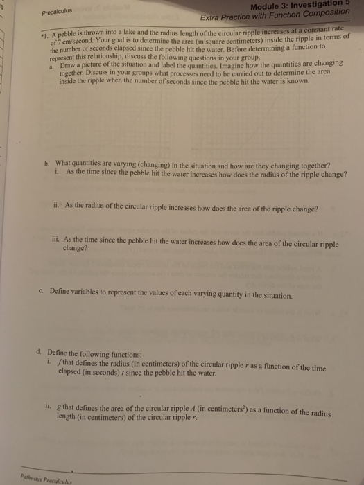 Precalculus Module 3 Investigation 5 Extra Practice
