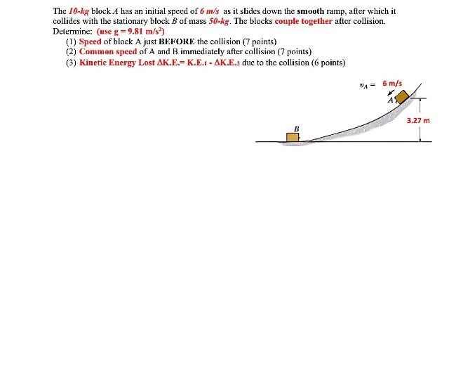 Solved The 10-kg block A has an initial speed of 6 m/s as it | Chegg.com