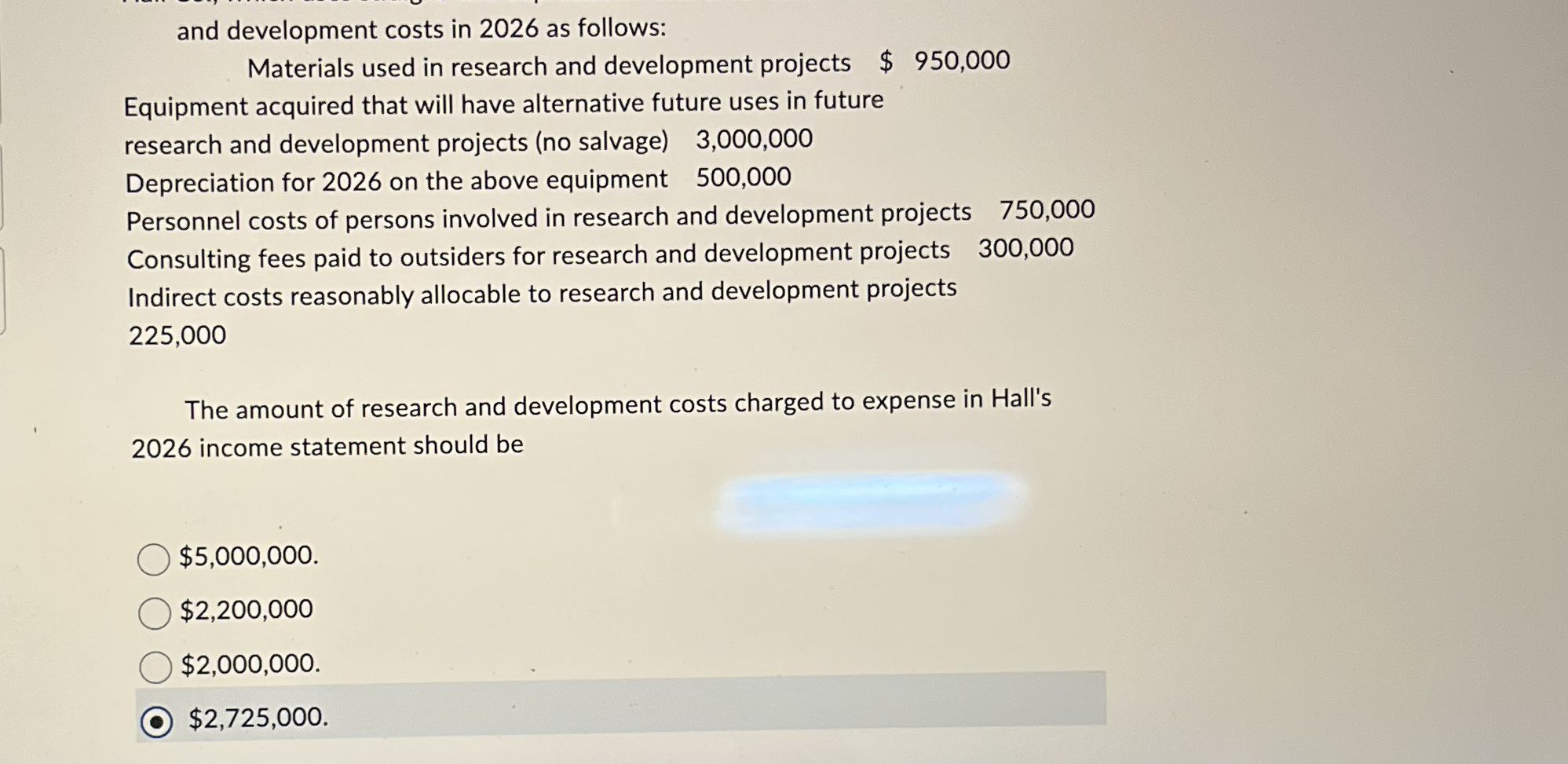 Solved and development costs in 2026 ﻿as follows:Materials | Chegg.com